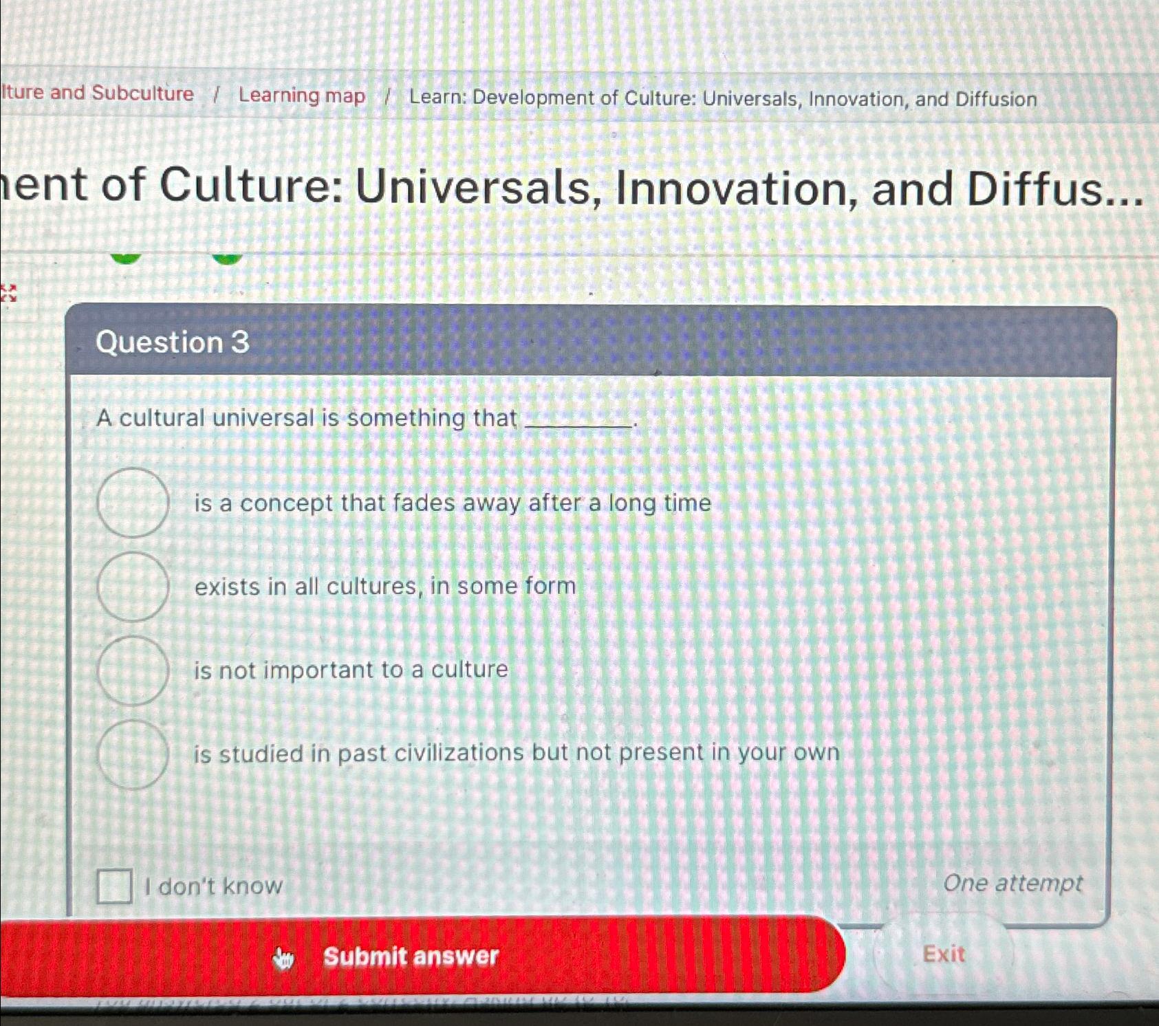 Solved Iture and Subculture / ﻿Learning map / ﻿Learn: | Chegg.com