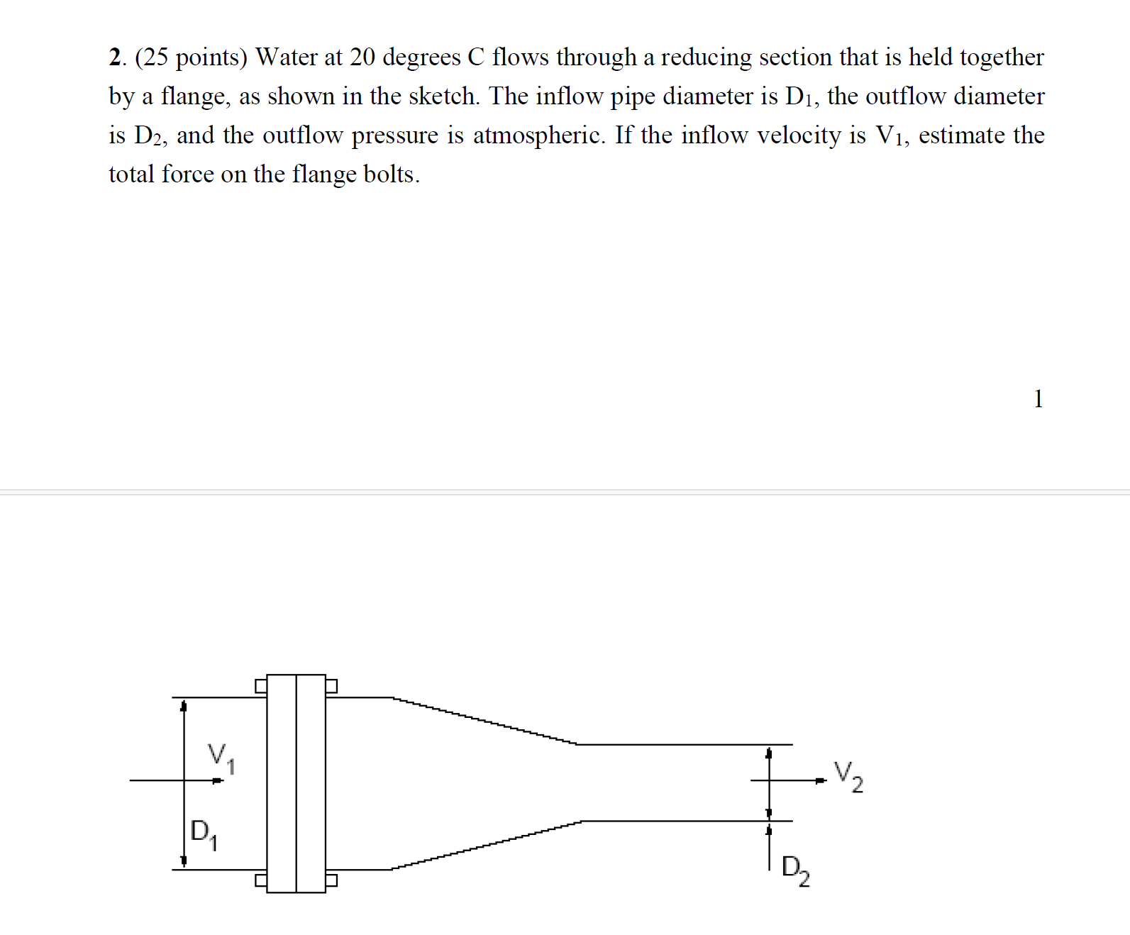 Solved 2. (25 ﻿points) ﻿Water at 20 ﻿degrees \( ﻿C \) ﻿flows | Chegg.com