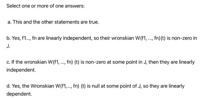 Solved "n" real functions of real variable f1, ..., fn | Chegg.com