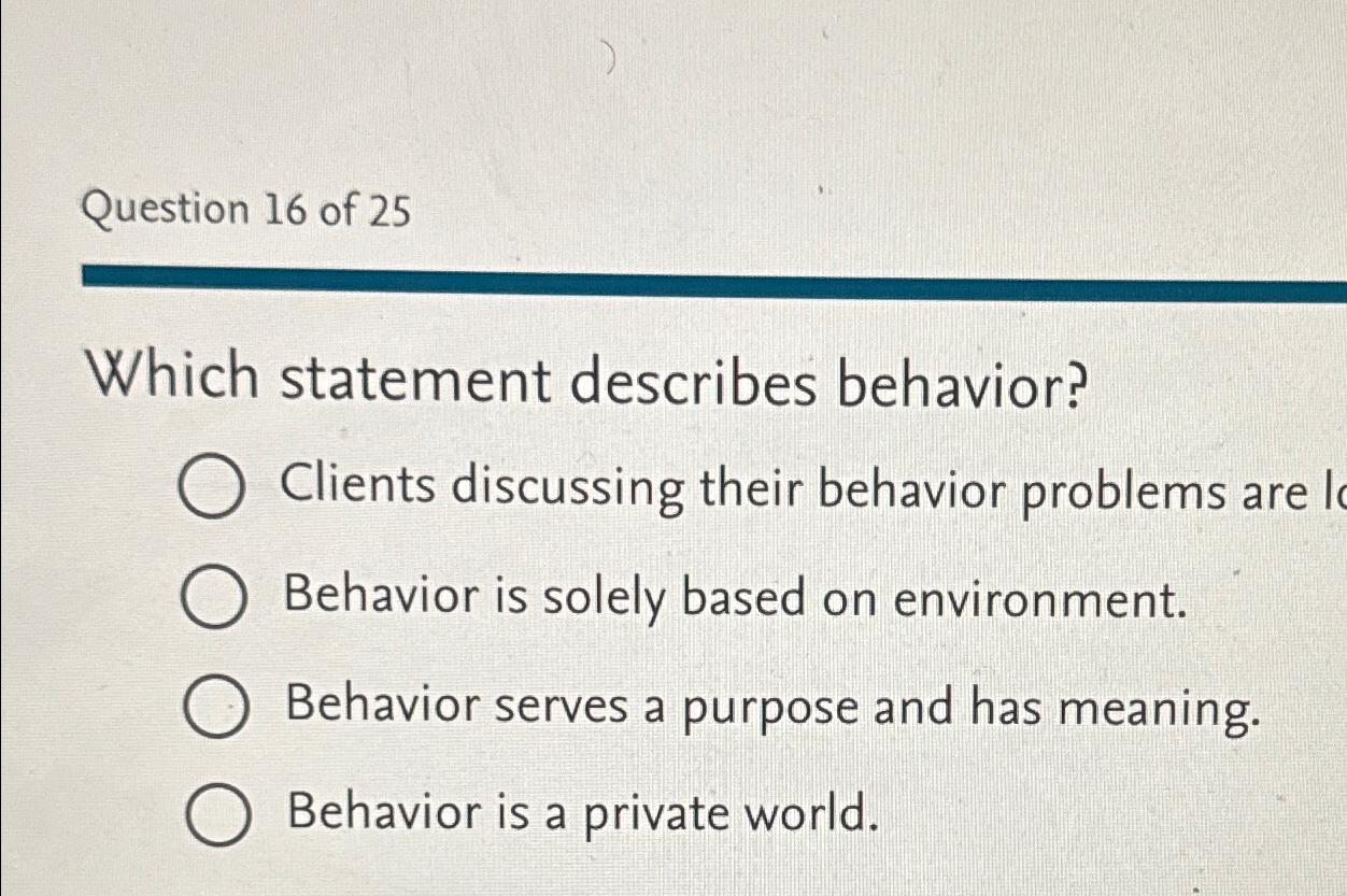 Solved Question 16 of 25Which statement describes | Chegg.com Solved Question 16 of 25Which statement describes | Chegg.com