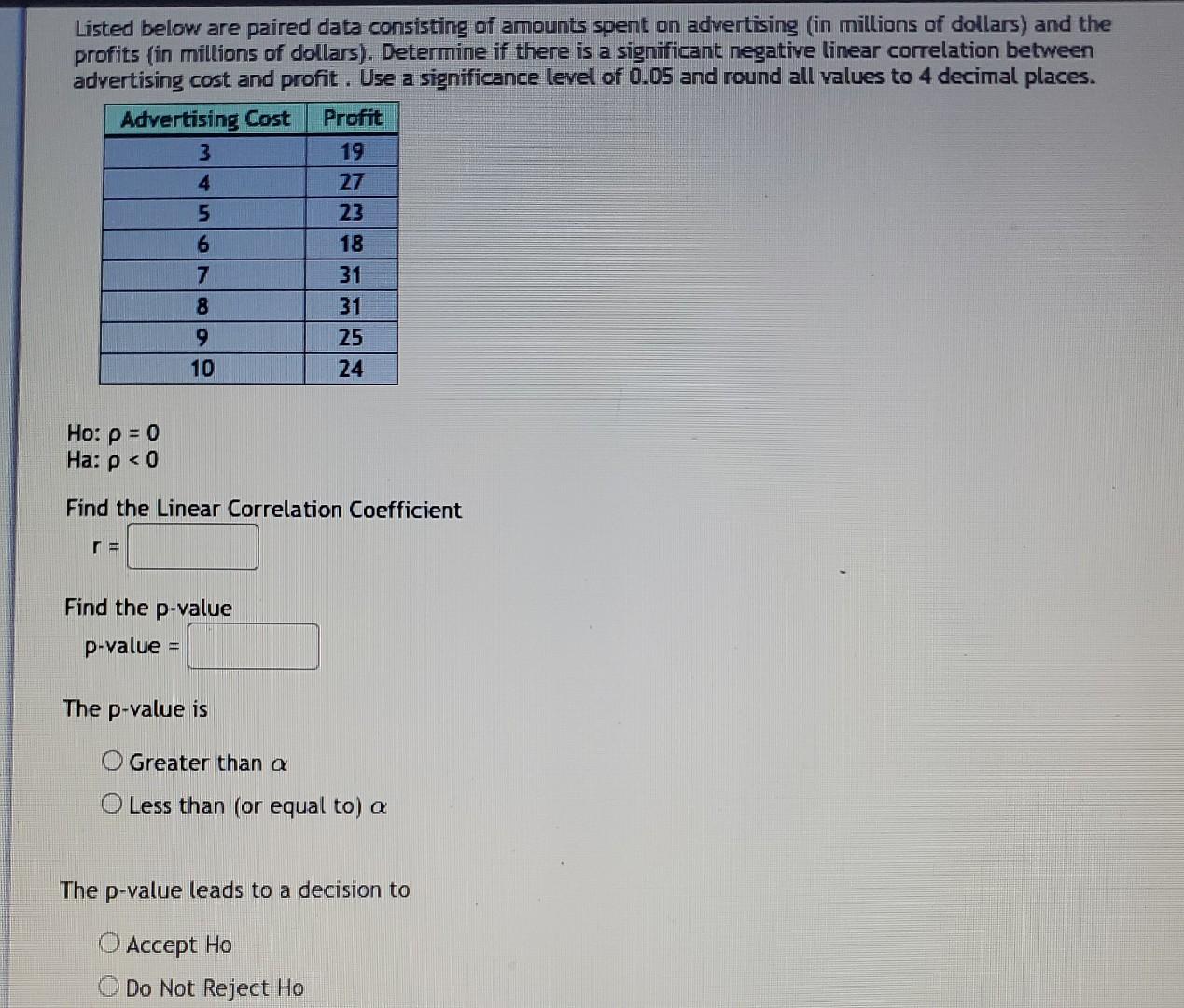 Solved Listed below are paired data consisting of amounts | Chegg.com