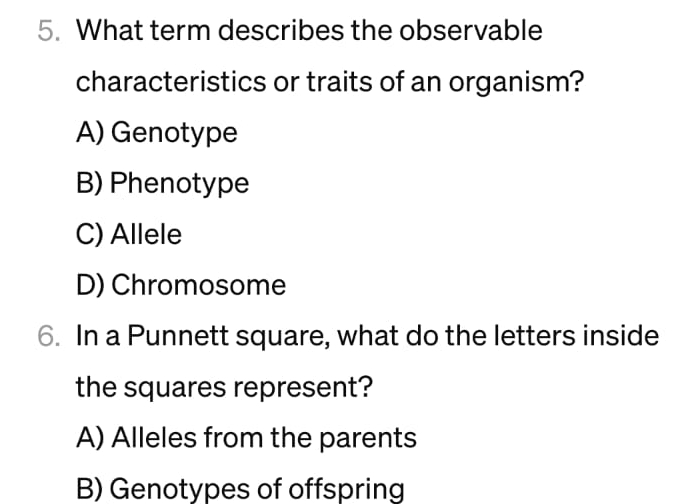 Solved What term describes the observable characteristics or | Chegg.com