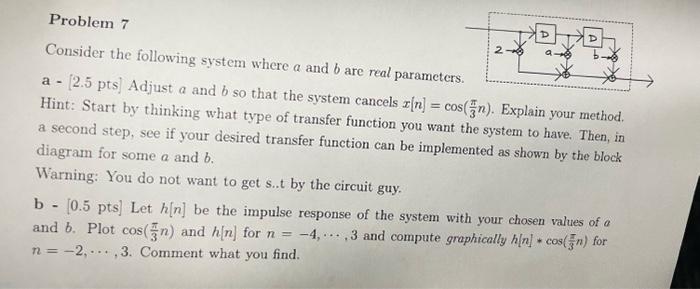 Solved Problem 7 Consider the following system where a and b | Chegg.com