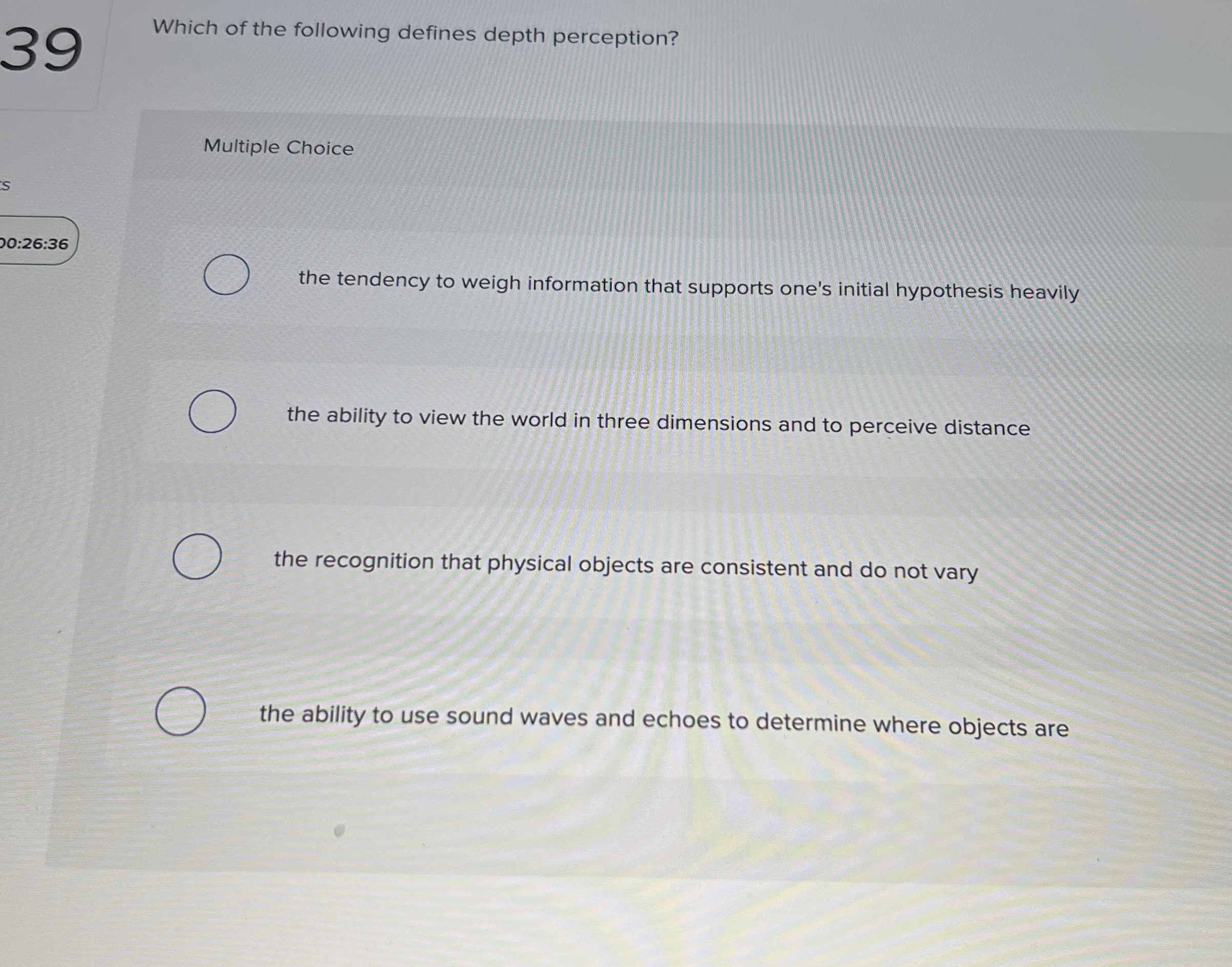 Solved 39Which of the following defines depth | Chegg.com