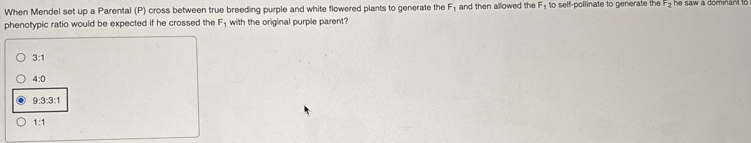 Solved When Mendel set up a Parental (P) ﻿cross between true | Chegg.com