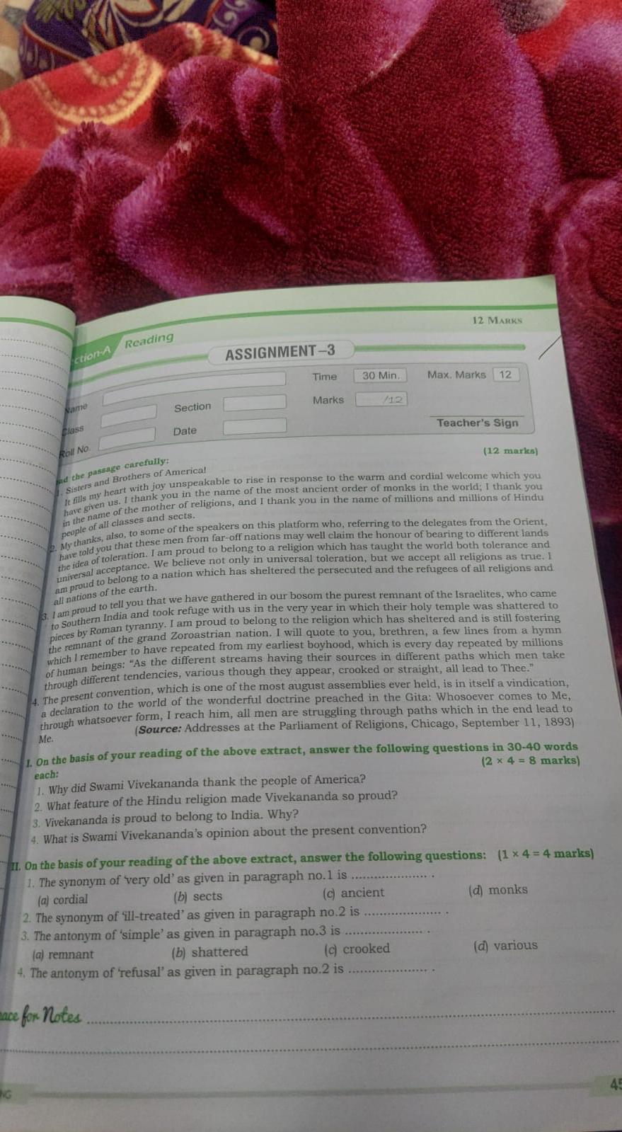 Solved 12 ﻿MarksASSIGNMENT -3Time30Min.Max. | Chegg.com