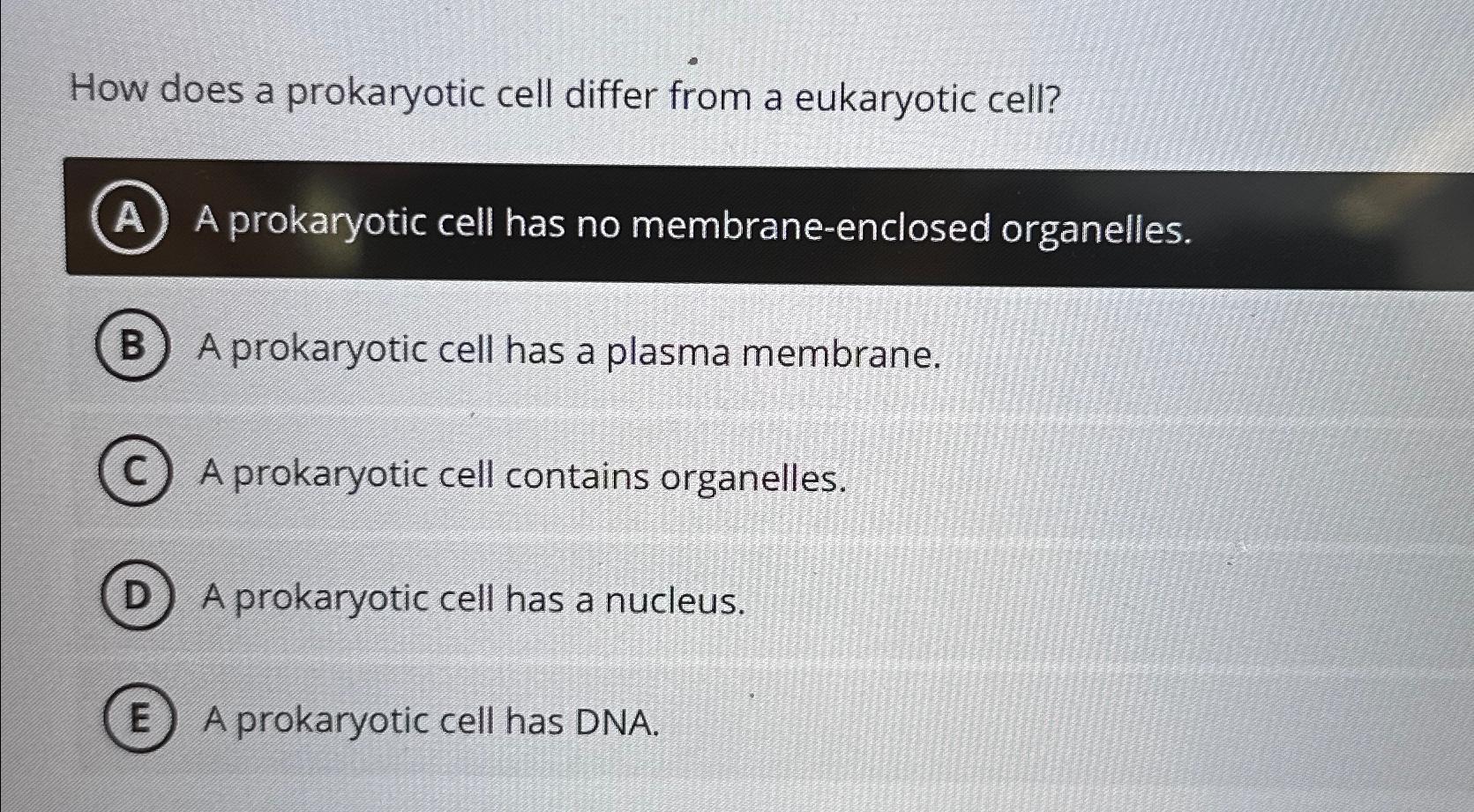 Solved How does a prokaryotic cell differ from a eukaryotic | Chegg.com