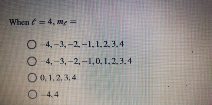 Solved What are the possible magnetic quantum numbers (me) | Chegg.com