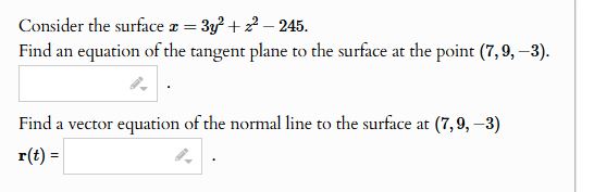 Solved Consider the surface x=3y2+z2-245.Find an ﻿equation | Chegg.com