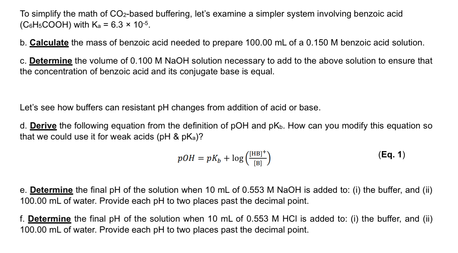 Solved by an EXPERT To simplify the math of CO2-based buffering, let's | Chegg.com