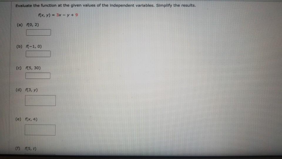 Solved Evaluate The Function At The Given Values Of The