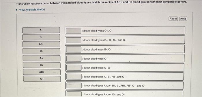 Solved Transfusion reactions occur between mismatched blood | Chegg.com