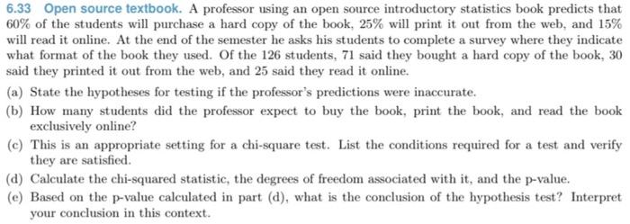 Solved 6.33 Open source textbook. A professor using an open | Chegg.com