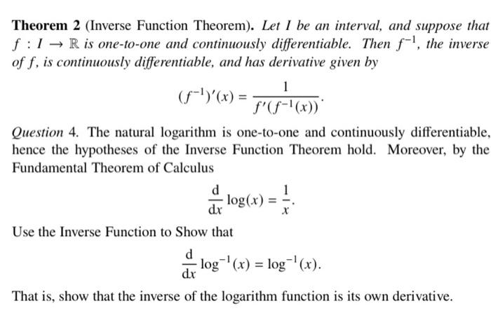 Solved Theorem 2 (Inverse Function Theorem). Let I be an | Chegg.com