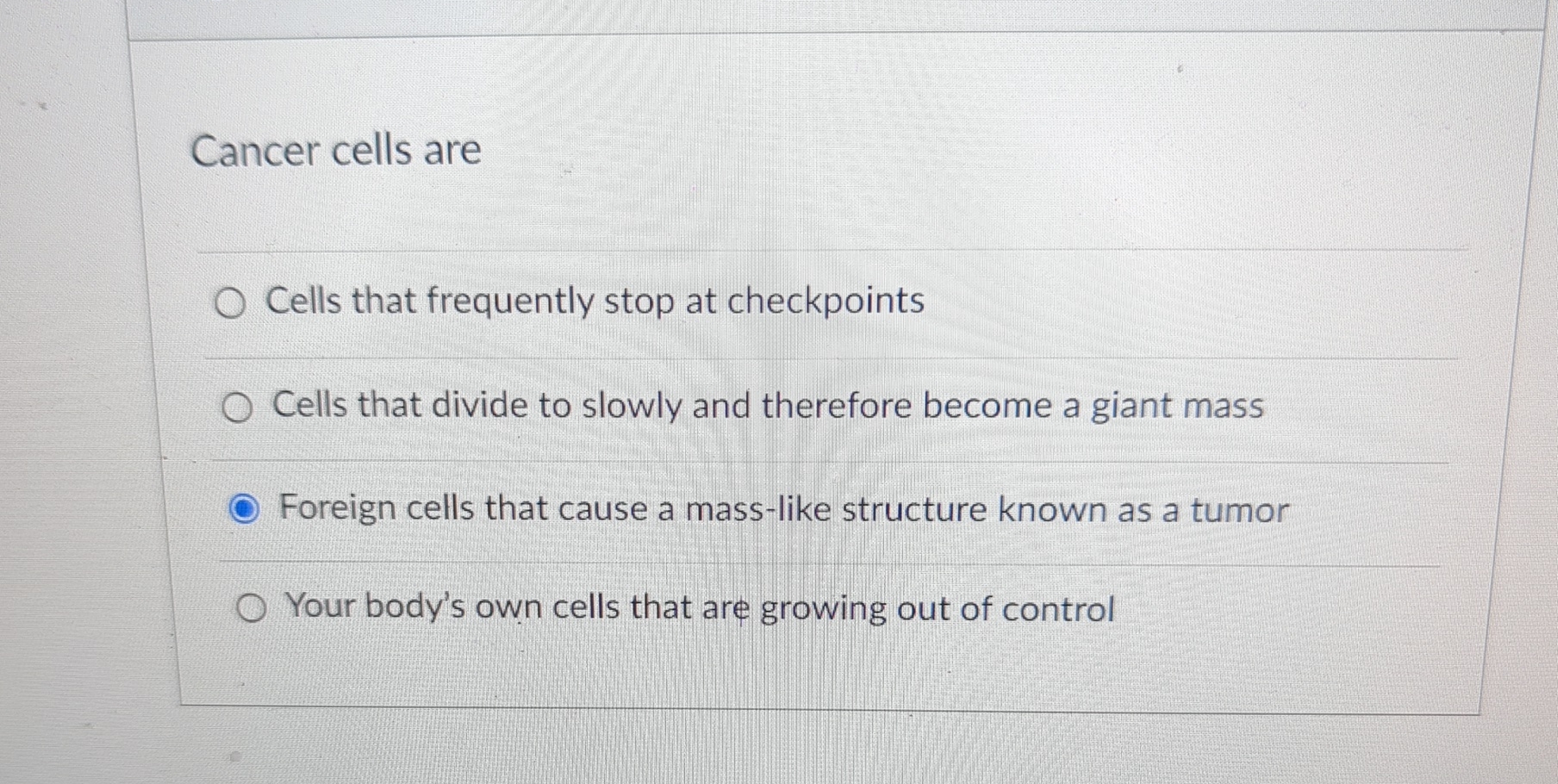 Solved Cancer cells areCells that frequently stop at | Chegg.com