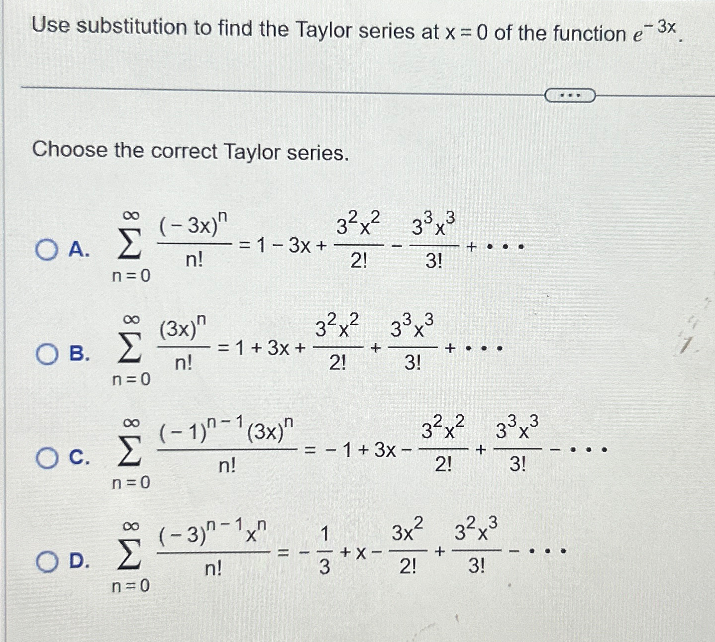 Solved Use substitution to find the Taylor series at x=0 ﻿of | Chegg.com