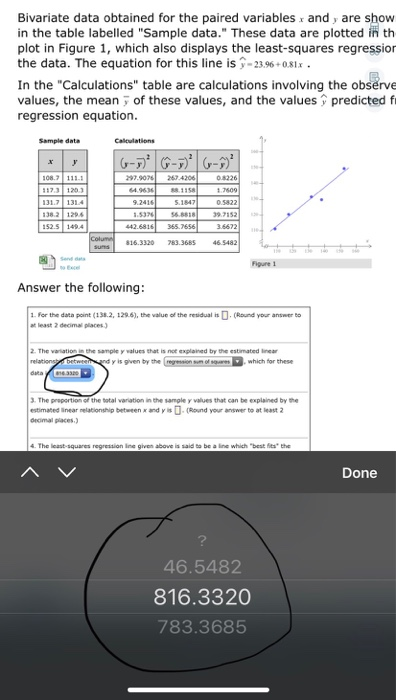 Solved Bivariate data obtained for the paired variables x | Chegg.com