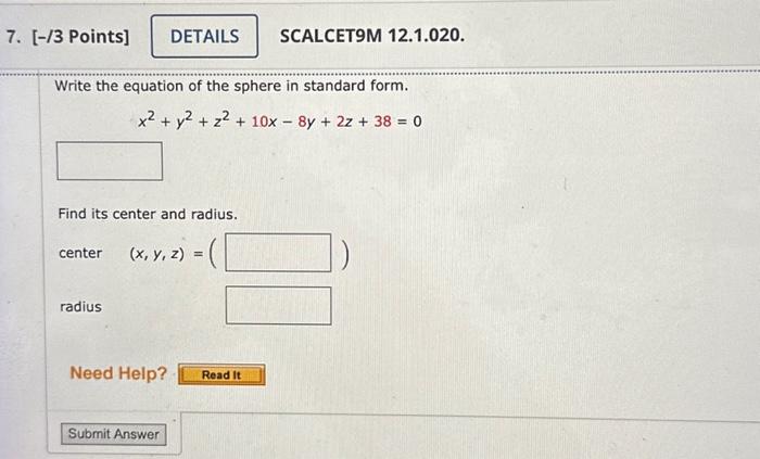 7. [-/3 Points] DETAILS Write the equation of the | Chegg.com