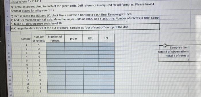 1) List values for L11-L14 2) Formulas are required | Chegg.com