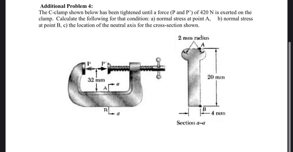 Solved Additional Problem 4:The C-clamp shown below has been | Chegg.com