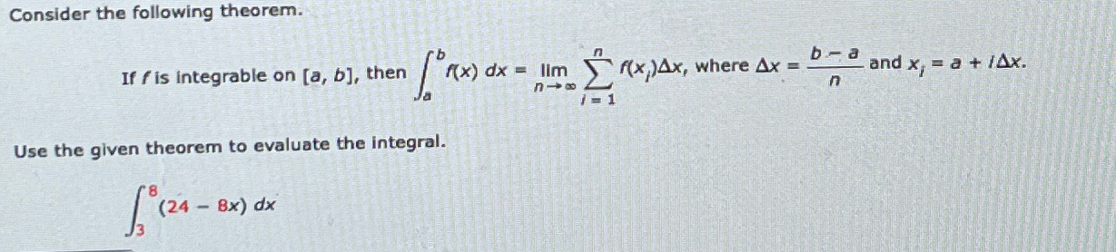 Solved Consider the following theorem.If f ﻿is integrable on | Chegg.com