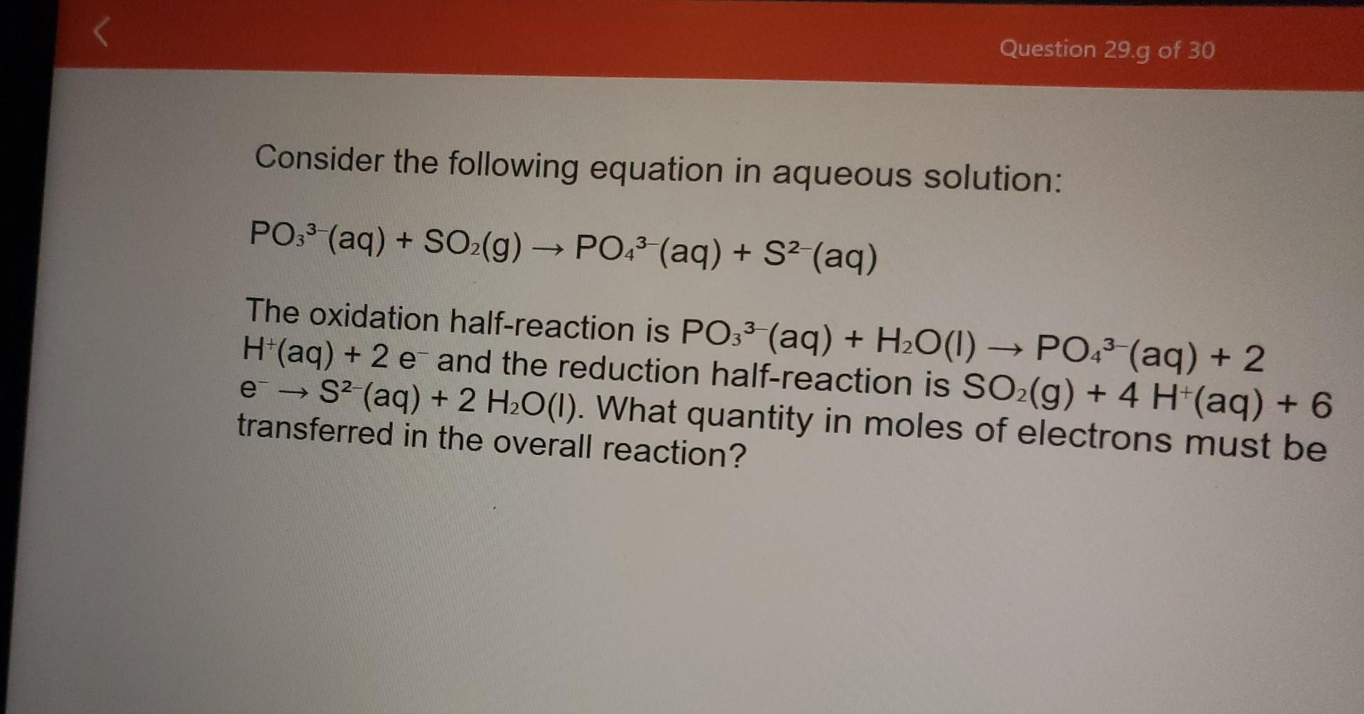Solved Consider the following equation in aqueous solution: | Chegg.com