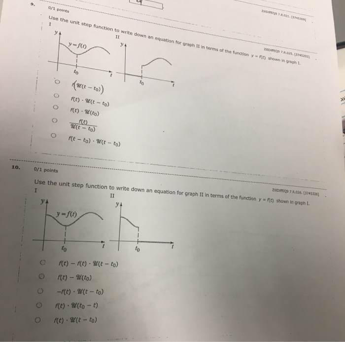 Solved 9 0/1 points Use the unit step function to write down | Chegg.com