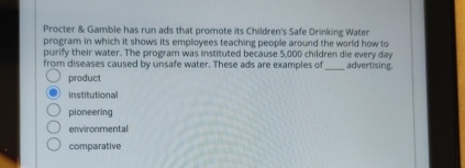 Solved Procter & Gamble has run ads that promote its | Chegg.com