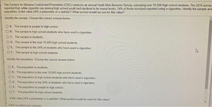 Solved The Centers for Disease Control and Prevention (CDC) | Chegg.com