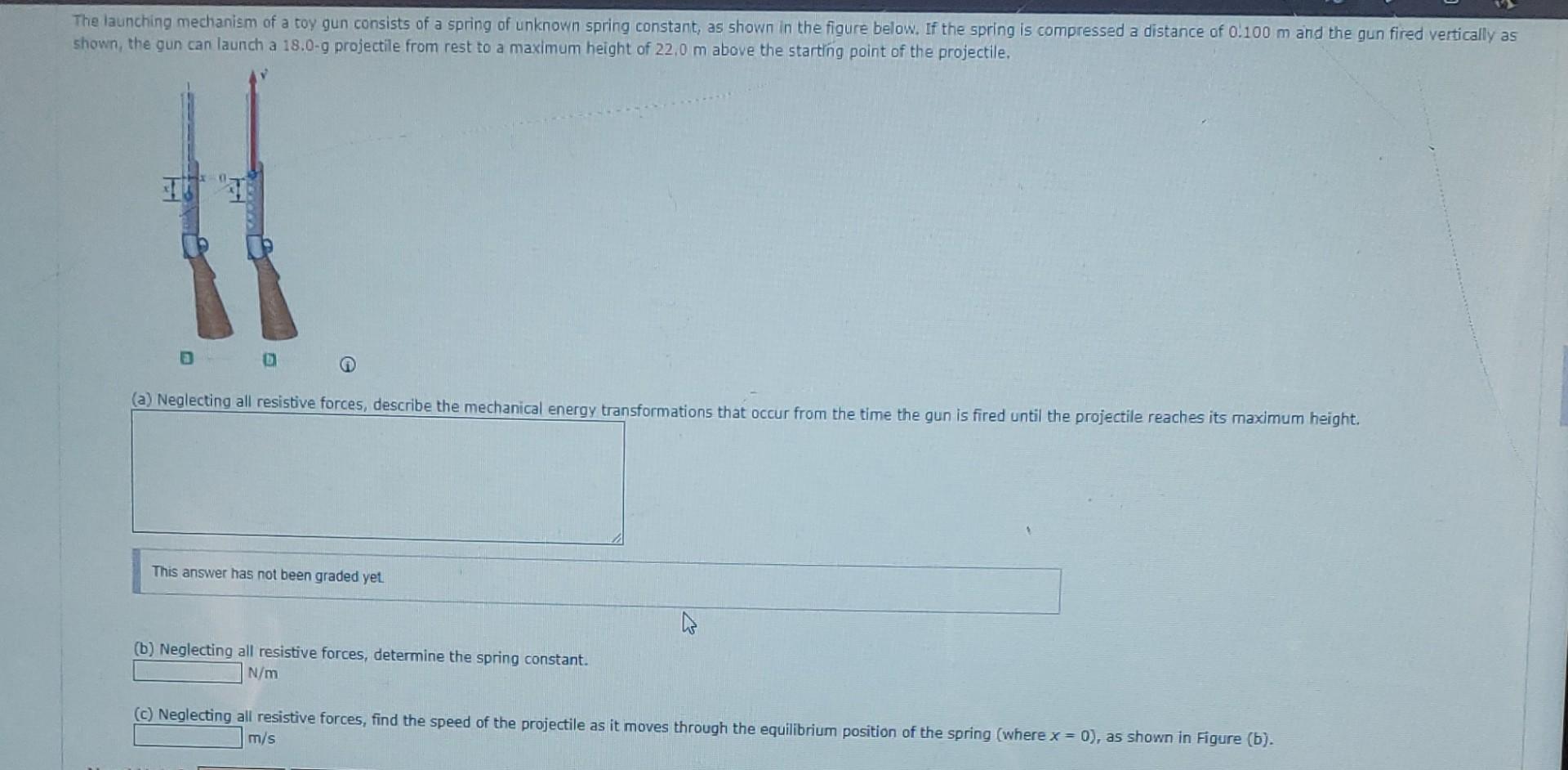 Solved The launching mechanism of a toy gun consists of a | Chegg.com