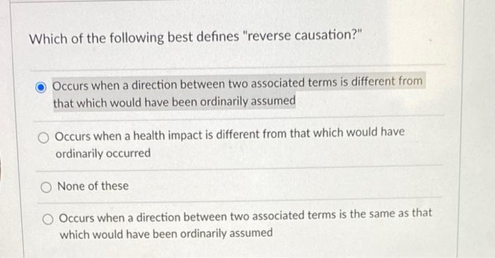 Solved Which of the following best defines "reverse | Chegg.com