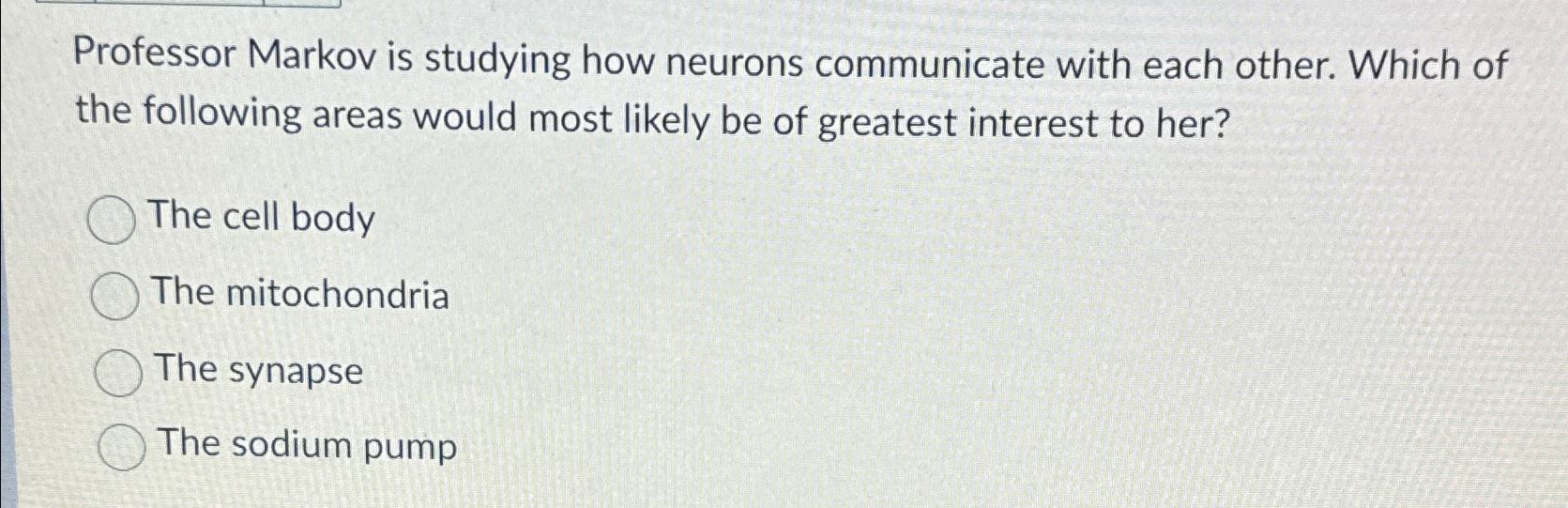 Solved Professor Markov is studying how neurons communicate | Chegg.com