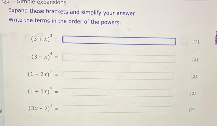 Solved Expand these brackets and simplify your answer. Write | Chegg.com