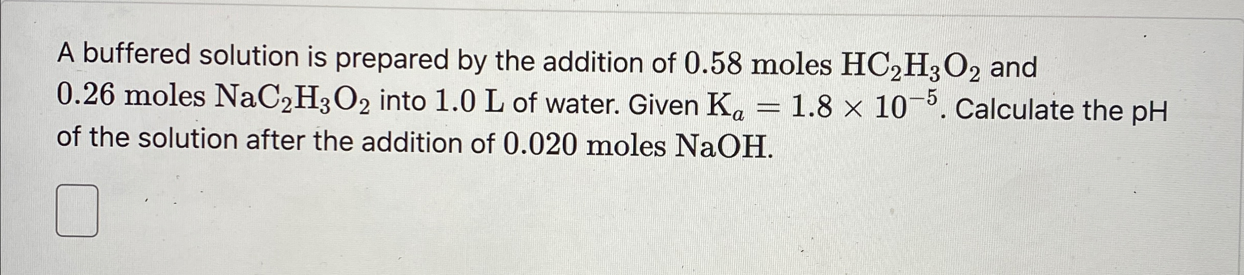 Solved A buffered solution is prepared by the addition of | Chegg.com