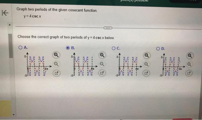 Solved Graph two periods of the given cosecant function. | Chegg.com