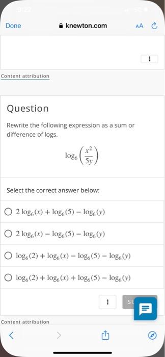 Solved Done knewton.com AA с Content attribution Question | Chegg.com