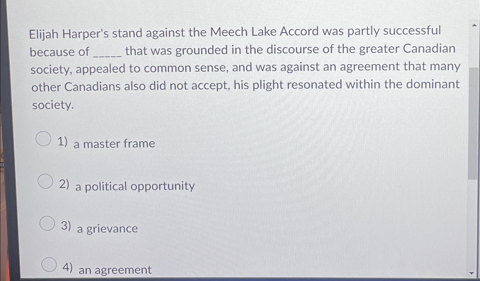 Solved Elijah Harper's stand against the Meech Lake Accord | Chegg.com