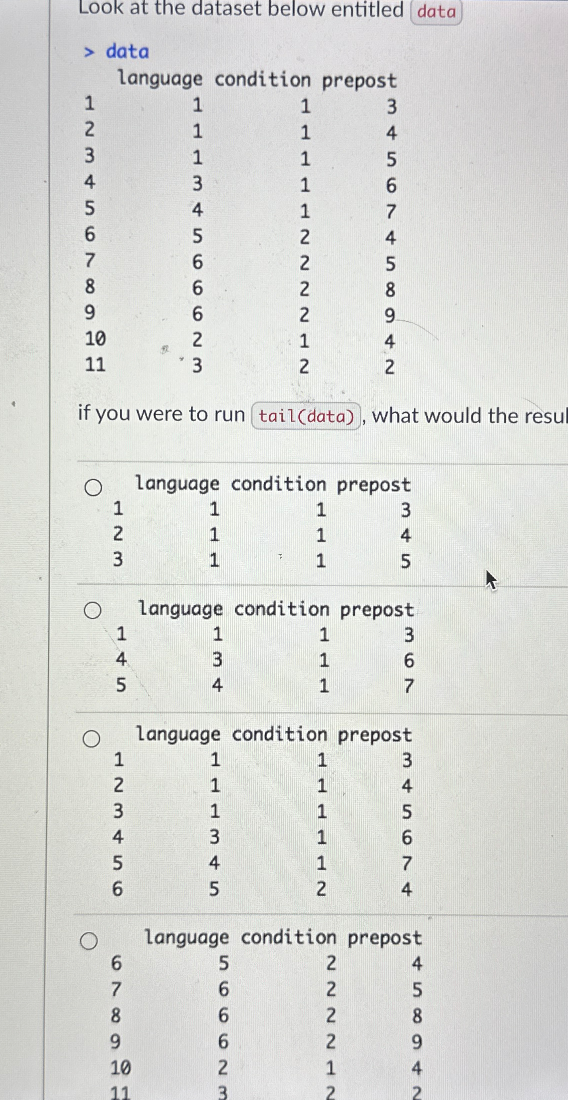 Solved Look at the dataset below entitled dataif you were to | Chegg.com