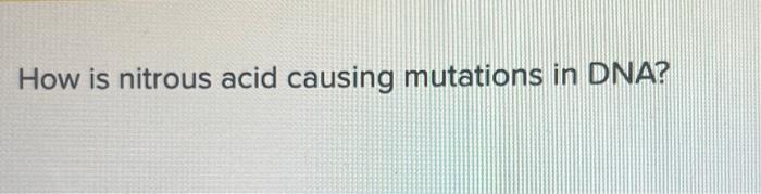 Solved How is nitrous acid causing mutations in DNA? | Chegg.com