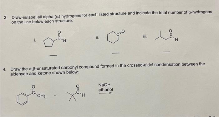 Solved 3. Draw-in/label all alpha (α) hydrogens for each | Chegg.com