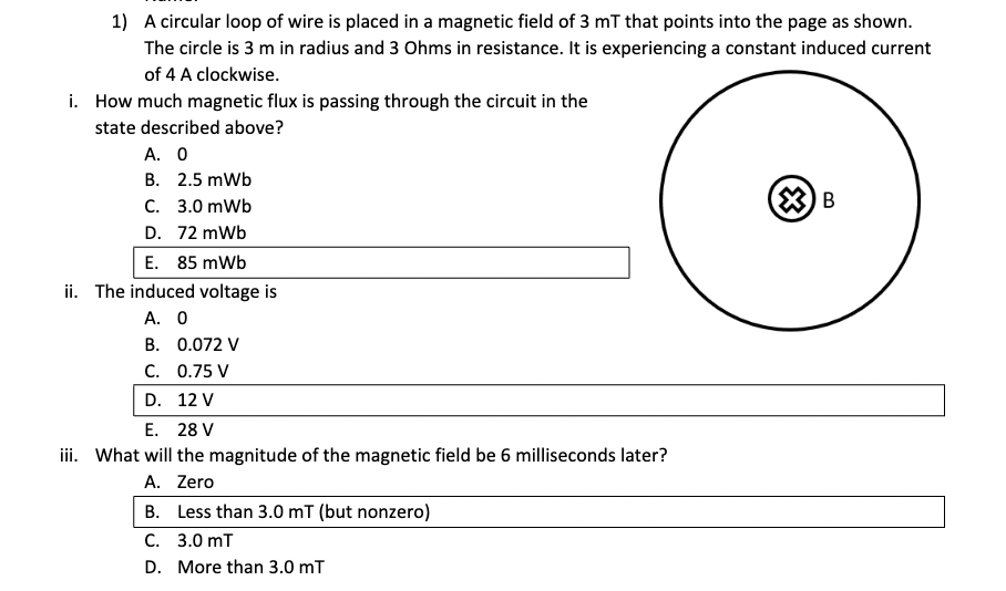 Solved A circular loop of wire is placed in a magnetic field | Chegg.com