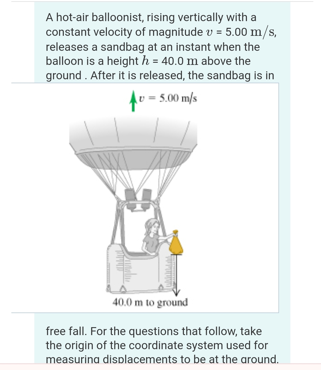 Solved A hot-air balloonist, rising vertically with a | Chegg.com
