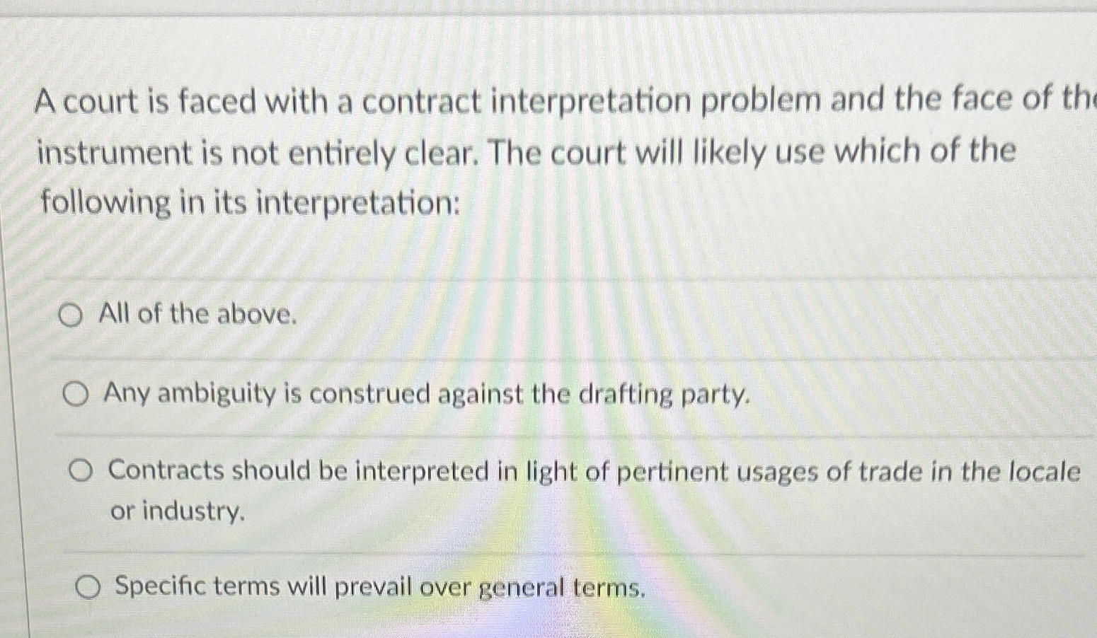 Solved A court is faced with a contract interpretation | Chegg.com