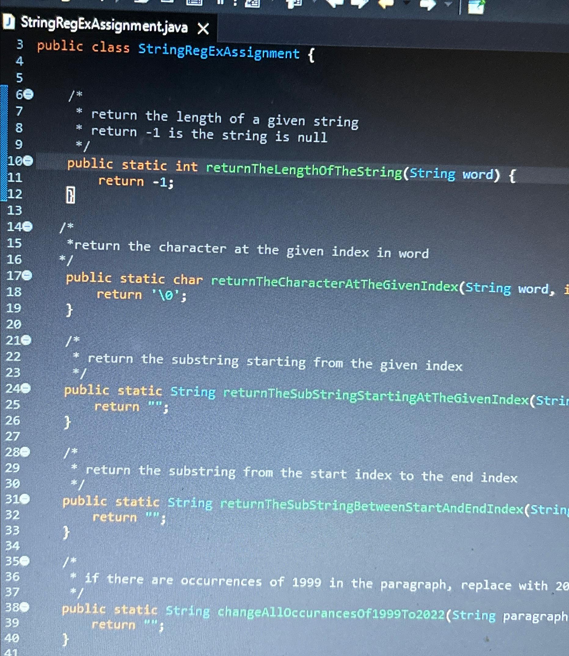 Solved D StringRegExAssignment.java x3 ﻿public class | Chegg.com