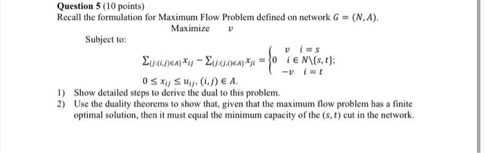 Question 5 ( 10 points) Recall the formulation for | Chegg.com