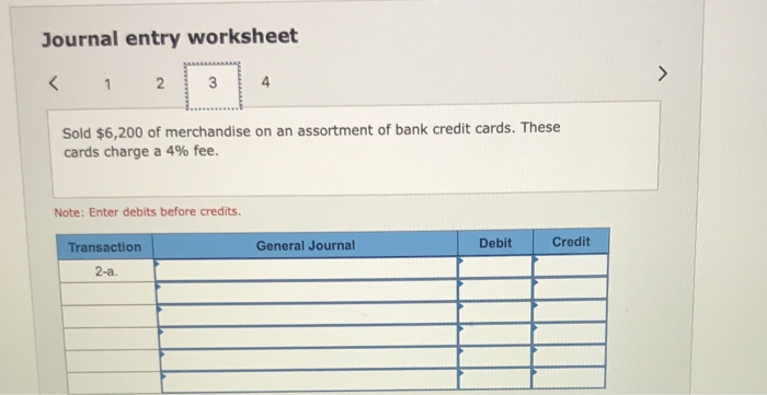 Solved Prepare journal entries for the following credit card | Chegg.com