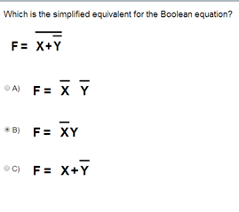 Solved Which is the simplified equivalent for the Boolean | Chegg.com