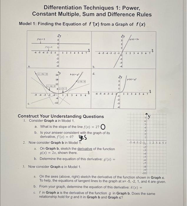 Solved Differentiation Techniques 1: Power, Constant | Chegg.com