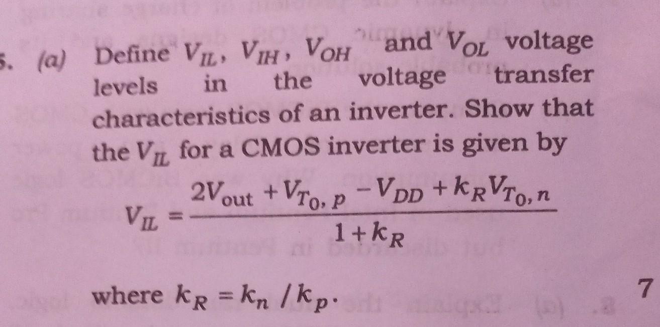 Solved (a) Define VIL,VIH,VOH and VOL voltage levels in the | Chegg.com