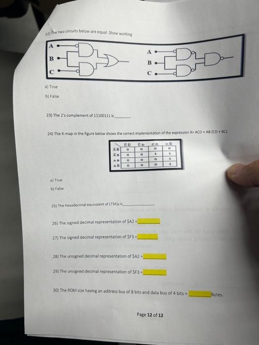 Solved 22) the two circuits below are equal. Show working. | Chegg.com